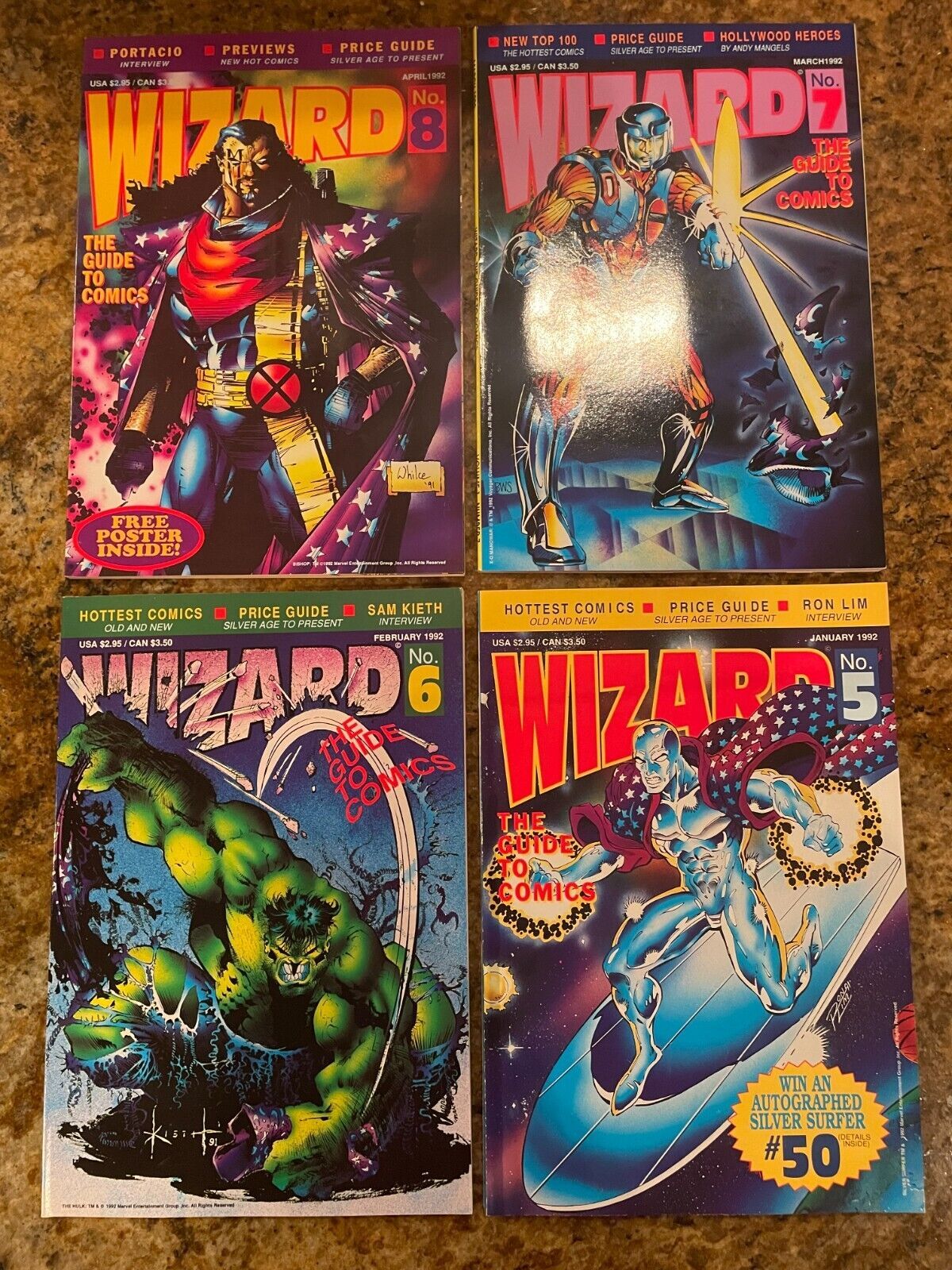 4 Wizard Comic Book Magazines # 5 6 7 8 Hulk Thor X-Men Batman Superman ...