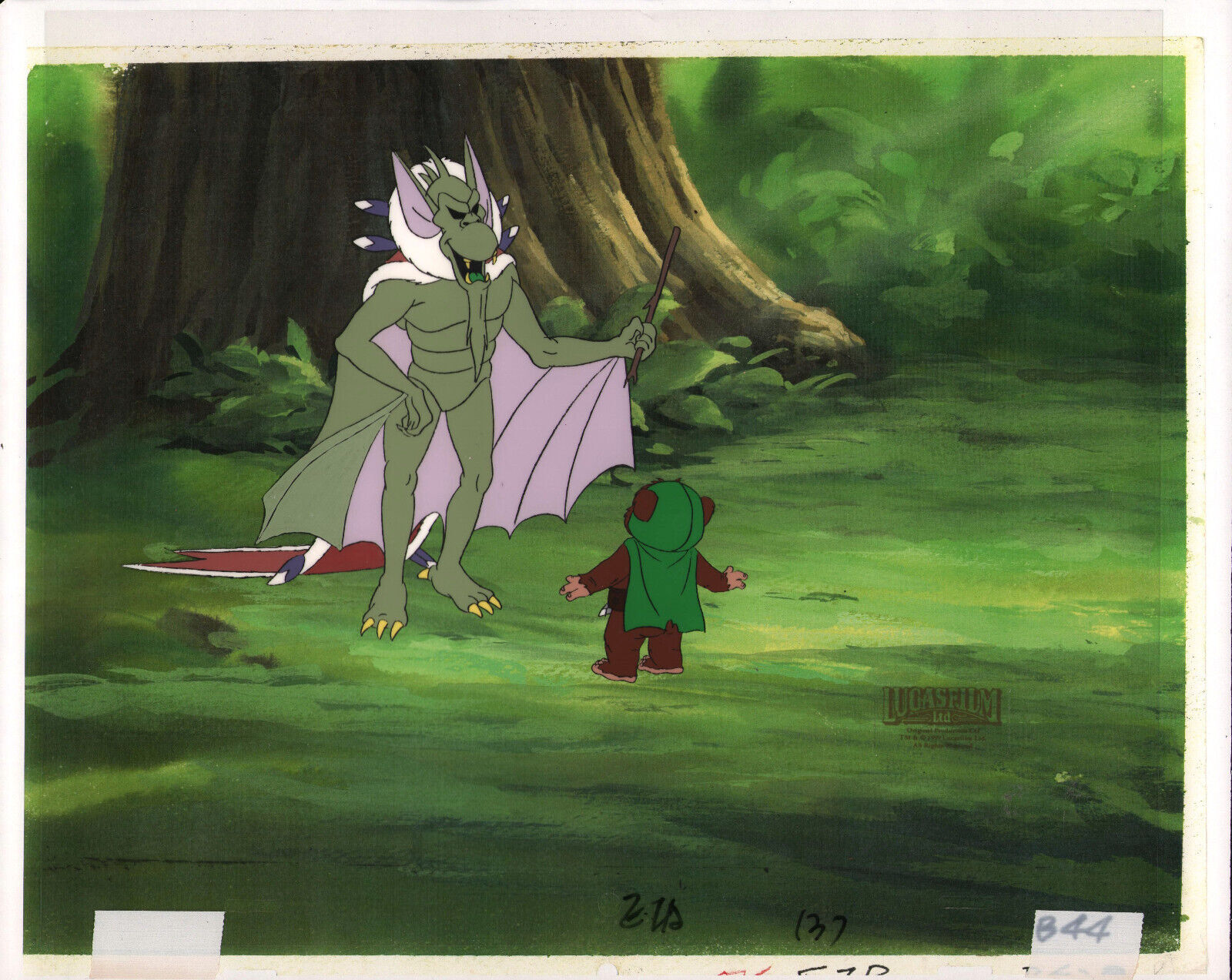 Star Wars: Ewoks Animation Cell Over Xerox - Wicket & Bat Creature ...
