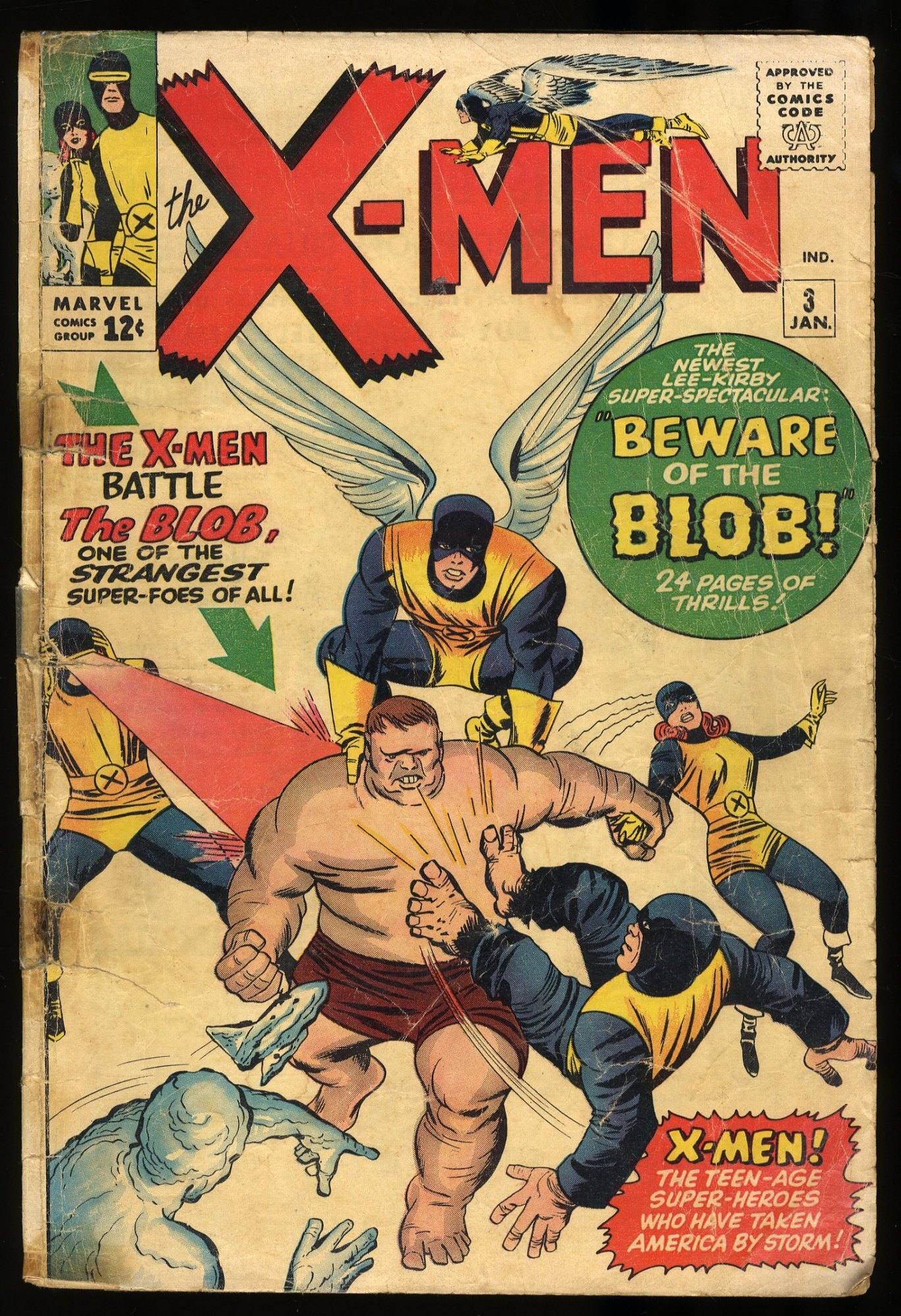 X-Men #3 FA/GD 1.5 1st Appearance Blob Cyclops Angel! Jack Kirby Cover ...
