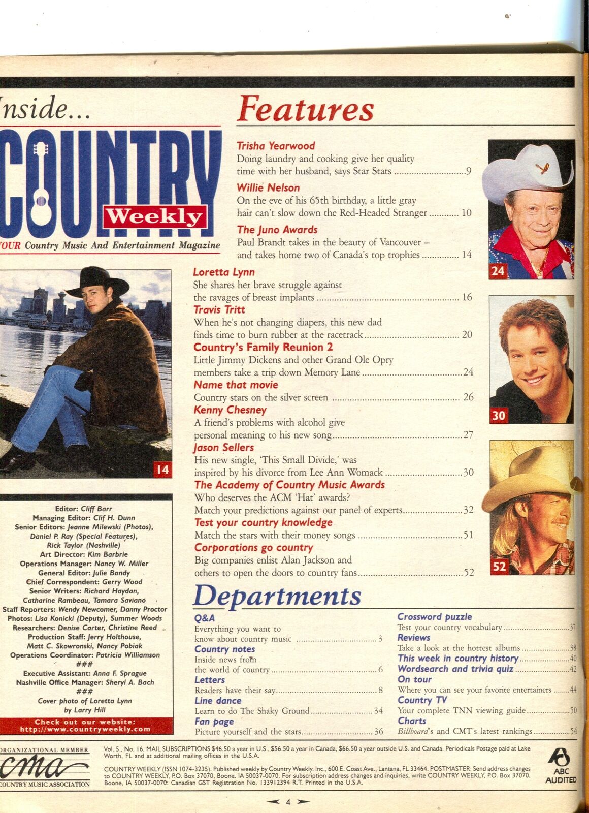 Country Weekly-Loretta Lynn-Willie Nelson-Travis Tritt-April-1998 ...