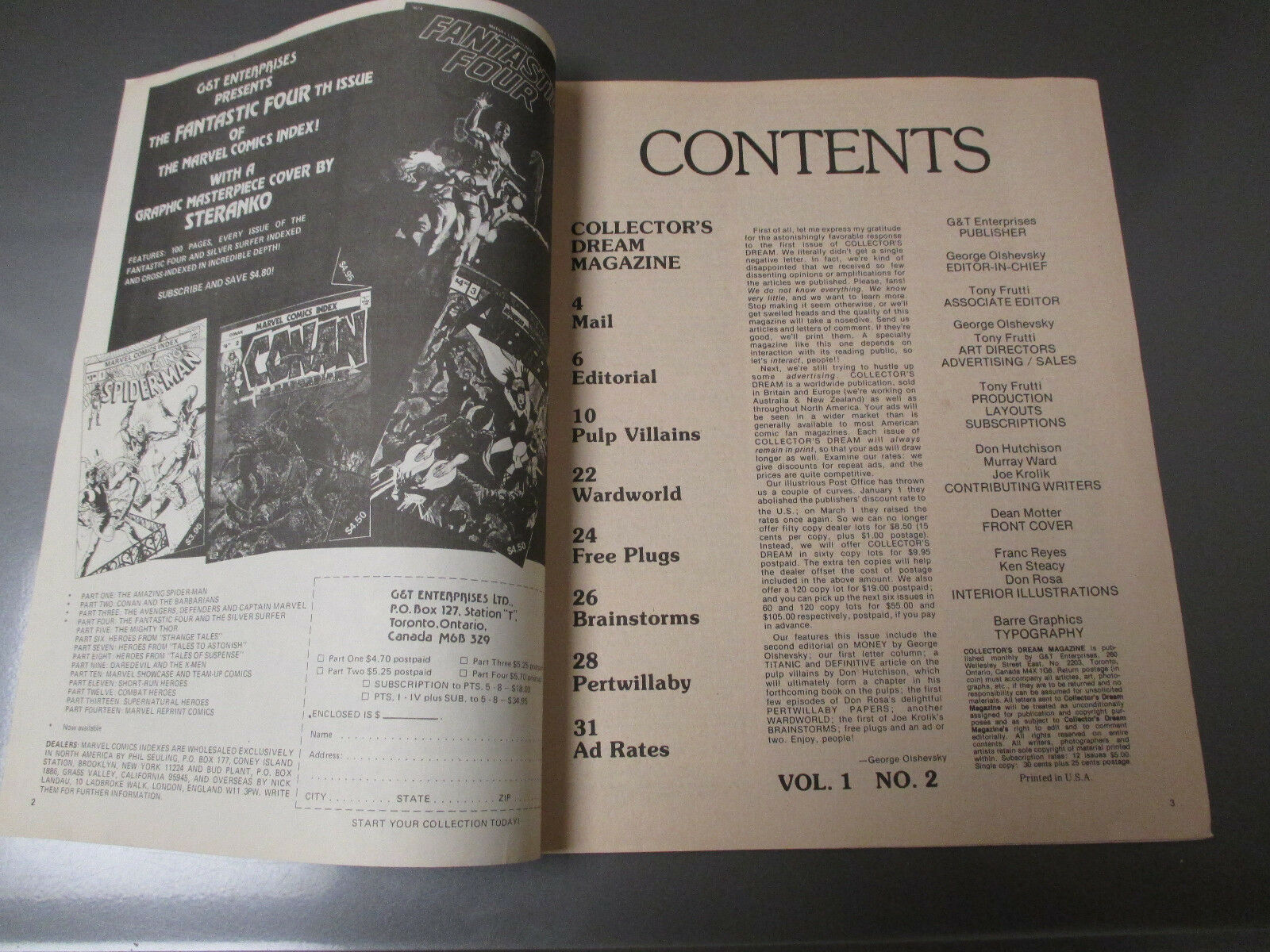 1970's Collector's Dream v.1 #2 Magazine Fanzine FVF Pulp Villains ...