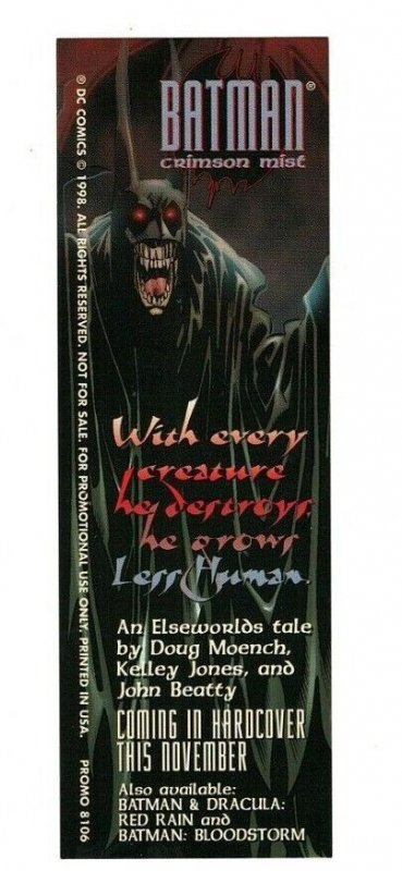 Batman Crimson Mist Bookmark 1998 DC Comics Kelley Jones Elseworlds ...