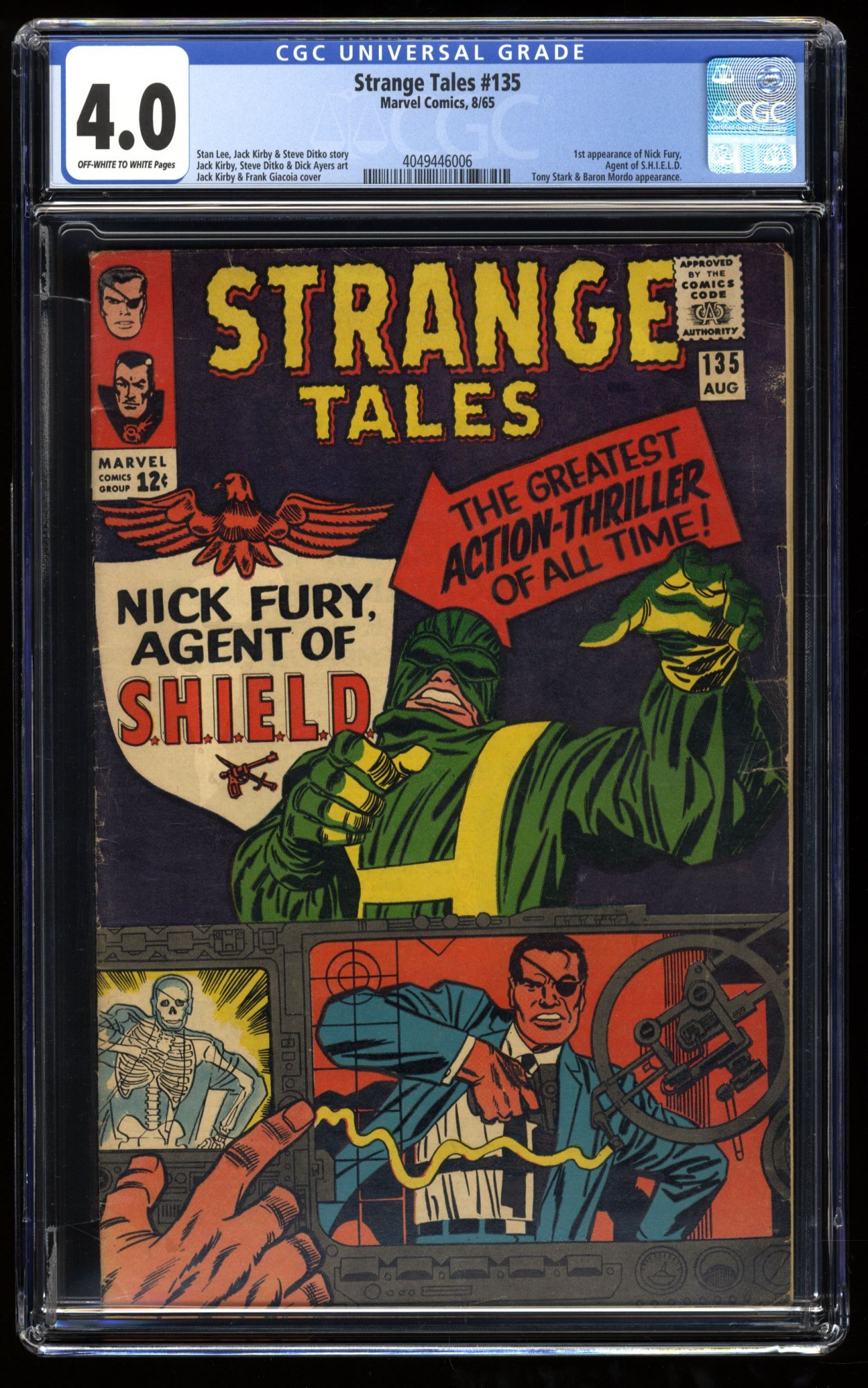 Strange Tales #135 CGC VG 4.0 1st Appearance Nick Fury! Shield! | Comic ...