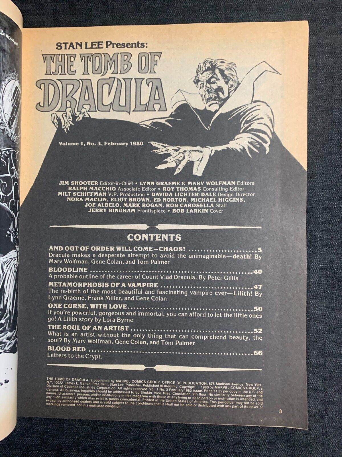 1980 THE TOMB OF DRACULA Magazine #3 FN 6.0 Gene Colan / Frank Miller ...