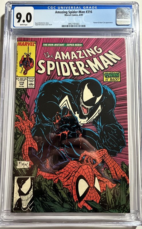 Amazing Spider-Man 316 CGC 9.0 VF/NM 1st Venom Cvr Marvel Comics Todd ...