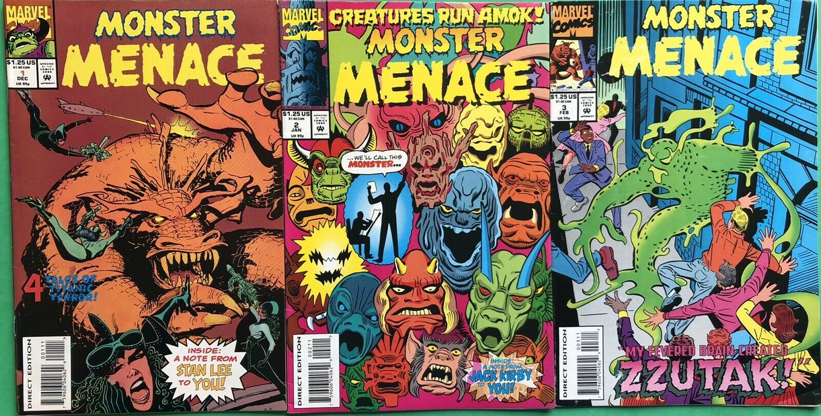 Monster Menace #1,2,3 (1993) Marvel Pre-Code Atlas Monster/Horror ...