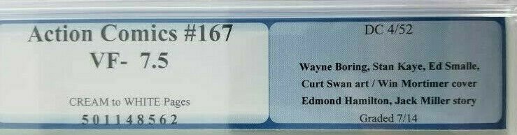 Action Comics #167~1952 DC~PGX 7.5 (VF-)~"The Machines of Crime ...