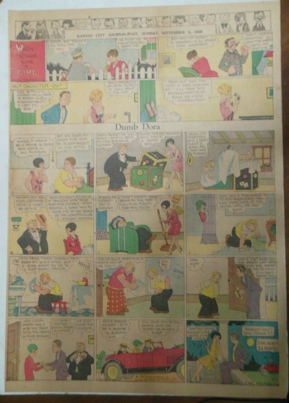 Dumb Dora Sunday Page by Chic Young from 9/5/1926 Large Full Size Page ...