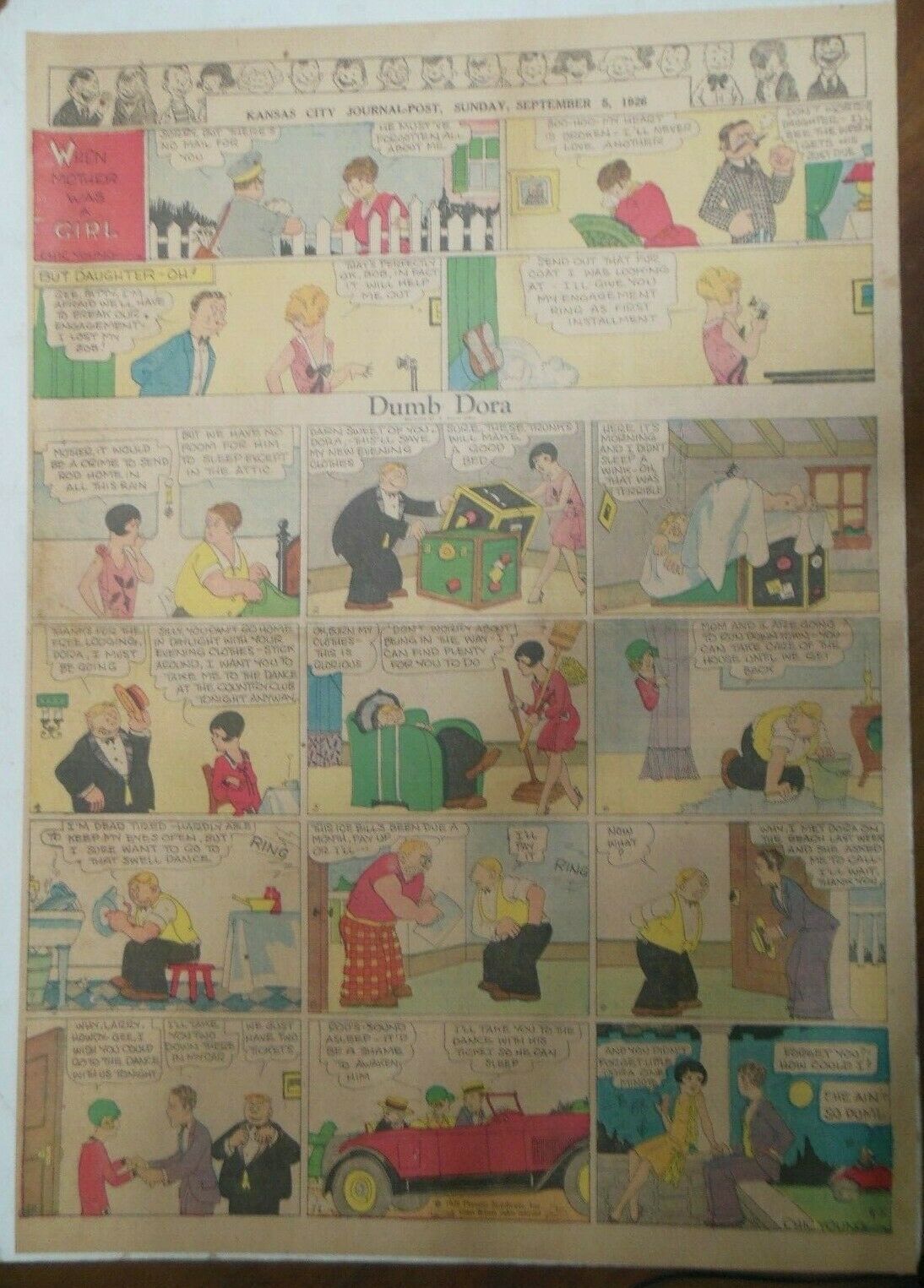 Dumb Dora Sunday Page by Chic Young from 9/5/1926 Large Full Size Page ...