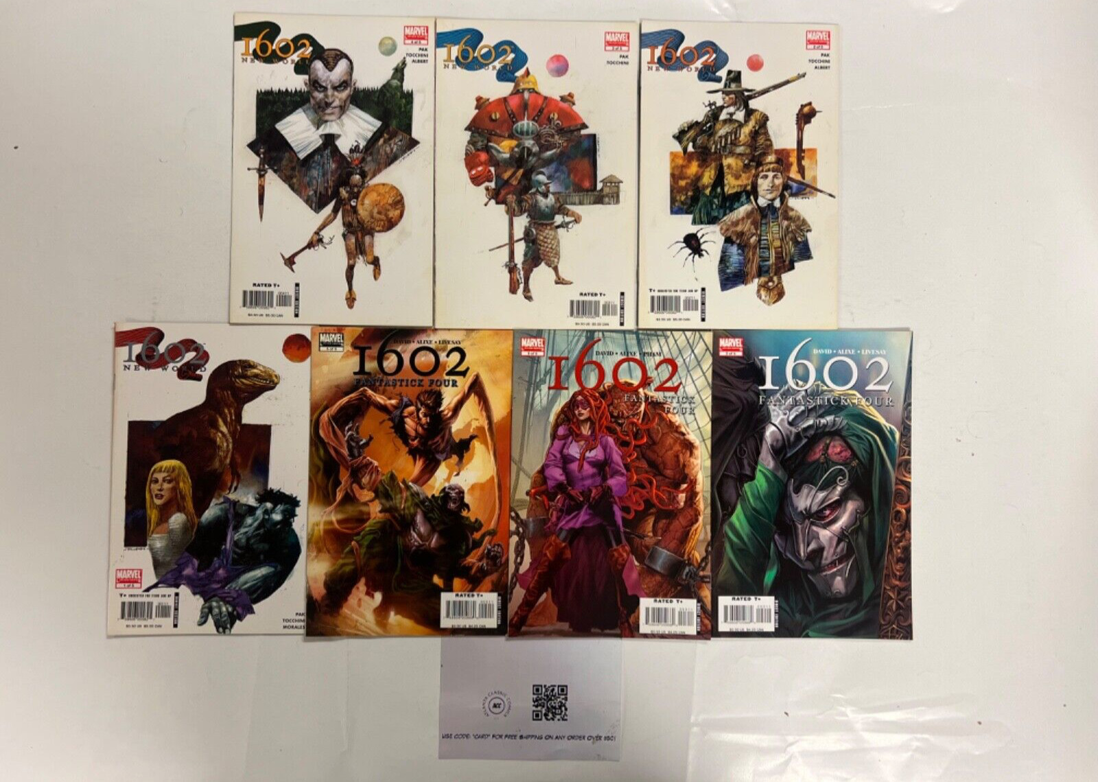 7 1602 Marvel Comic Books # 1 2 2 3 3 4 5 Avengers Defenders Hulk Thor ...