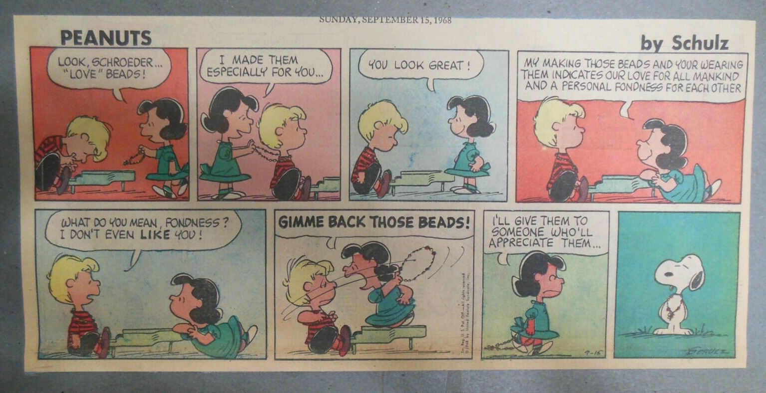 Peanuts Sunday Page by Charles Schulz from 9/15/1968 Size: ~7.5 x 15 ...