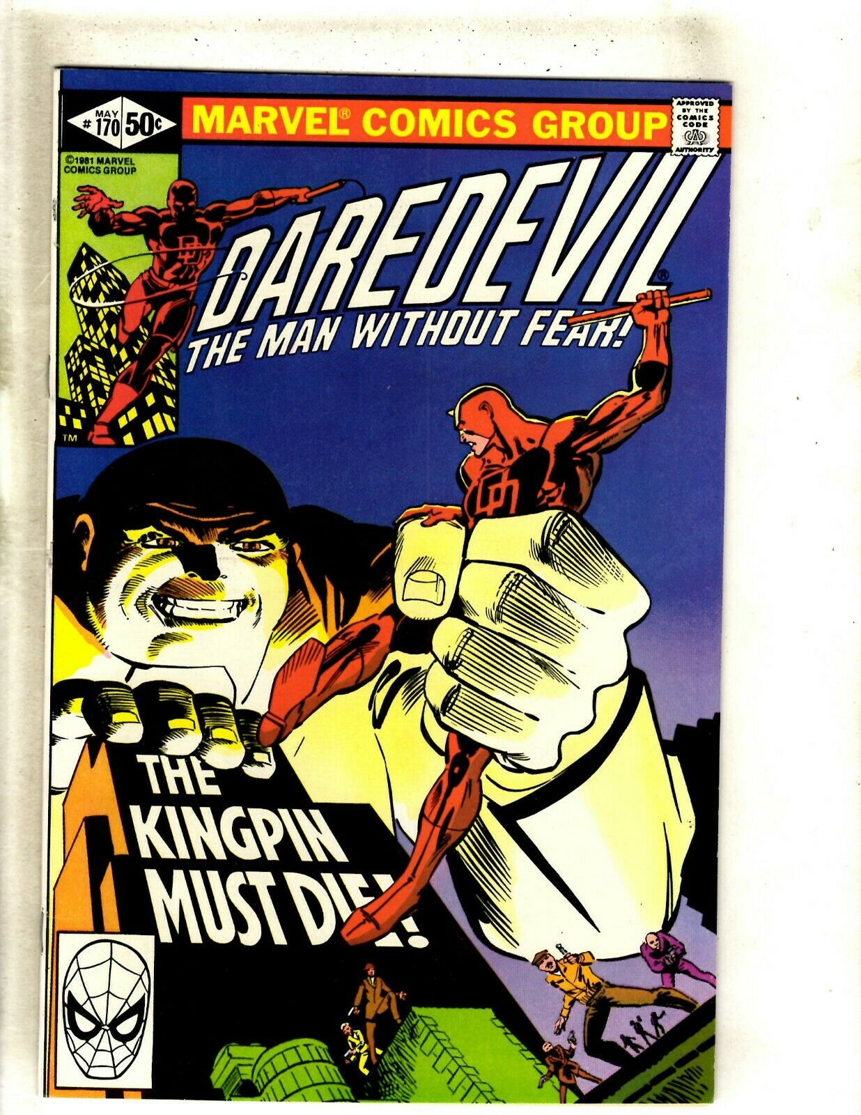 Daredevil # 170 NM Marvel Comic Book Frank Miller Elektra Bullseye Hand ...