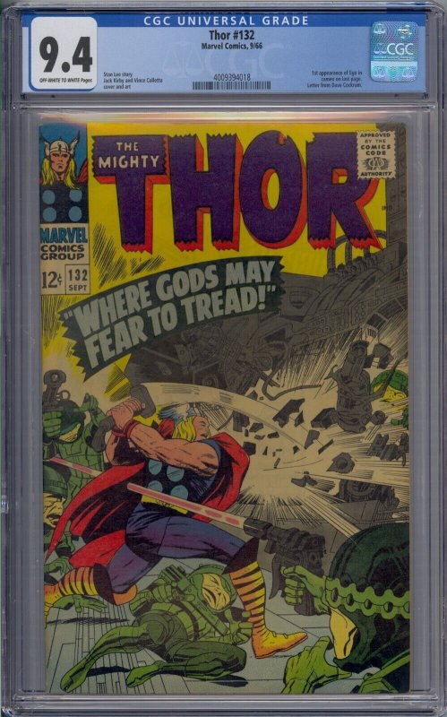 Thor #132 CGC 9.4 1st EGO Cameo Jack Kirby | Comic Books - Silver Age ...