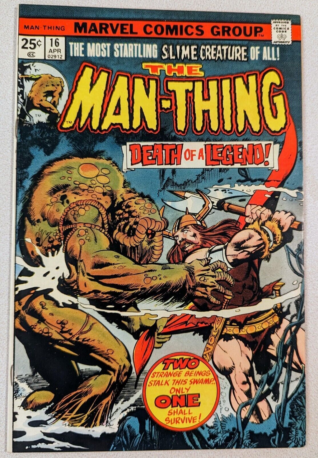 Man-Thing #16 Higher Grade 1975 "Decay Meets the Mad Viking" Gerber ...