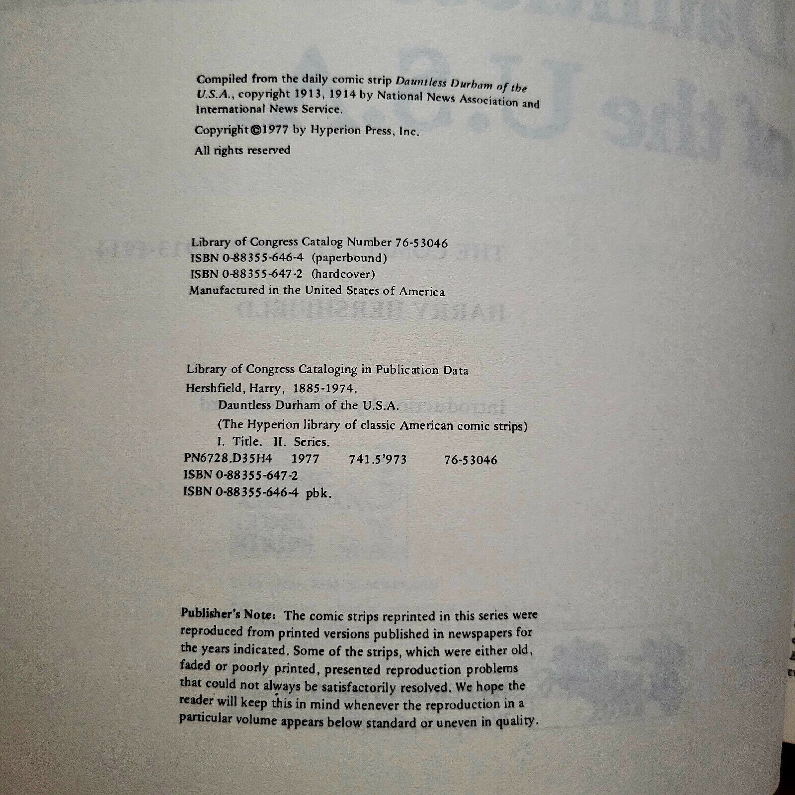 Hyperion Library: Complete Comic Strips DAUNTLESS DURHAM of U.S.A. 1913-1914 VF- | Comic Books ...