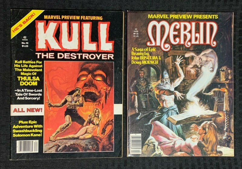 1979 MARVEL PREVIEW Magazine #19 Kull the Destroyer VG & 22 Merlin FN+ ...