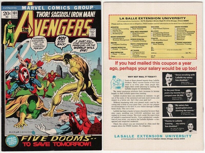 The Avengers #101 Comic Book 1972 - Marvel | Comic Books - Modern Age ...