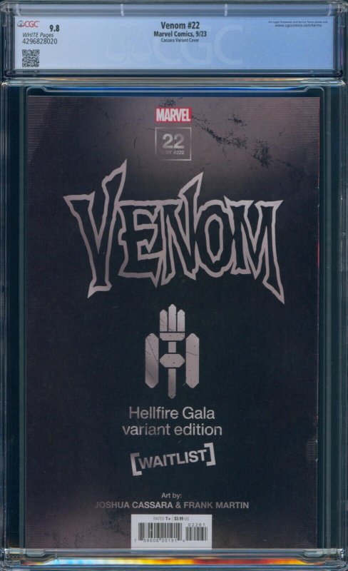 Venom #22 CGC 9.8 Cassara Dylan Brock Hellfire Gala Variant Marvel 2023 ...