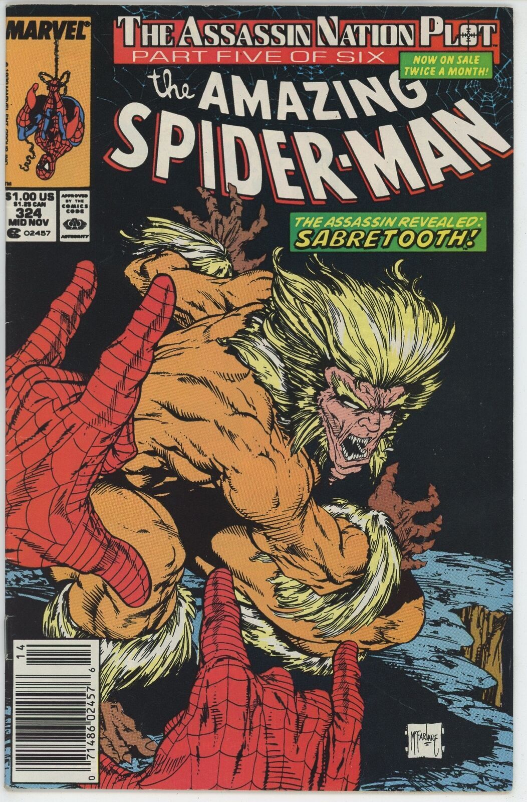 Amazing Spider Man #324 (1963) - 7.0 FN/VF *Sabretooth/McFarlane ...