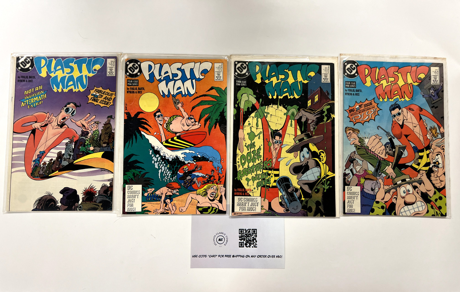 4 Plastic Man DC Comic Books # 1 2 3 4 Superman Batman Wonder Woman ...