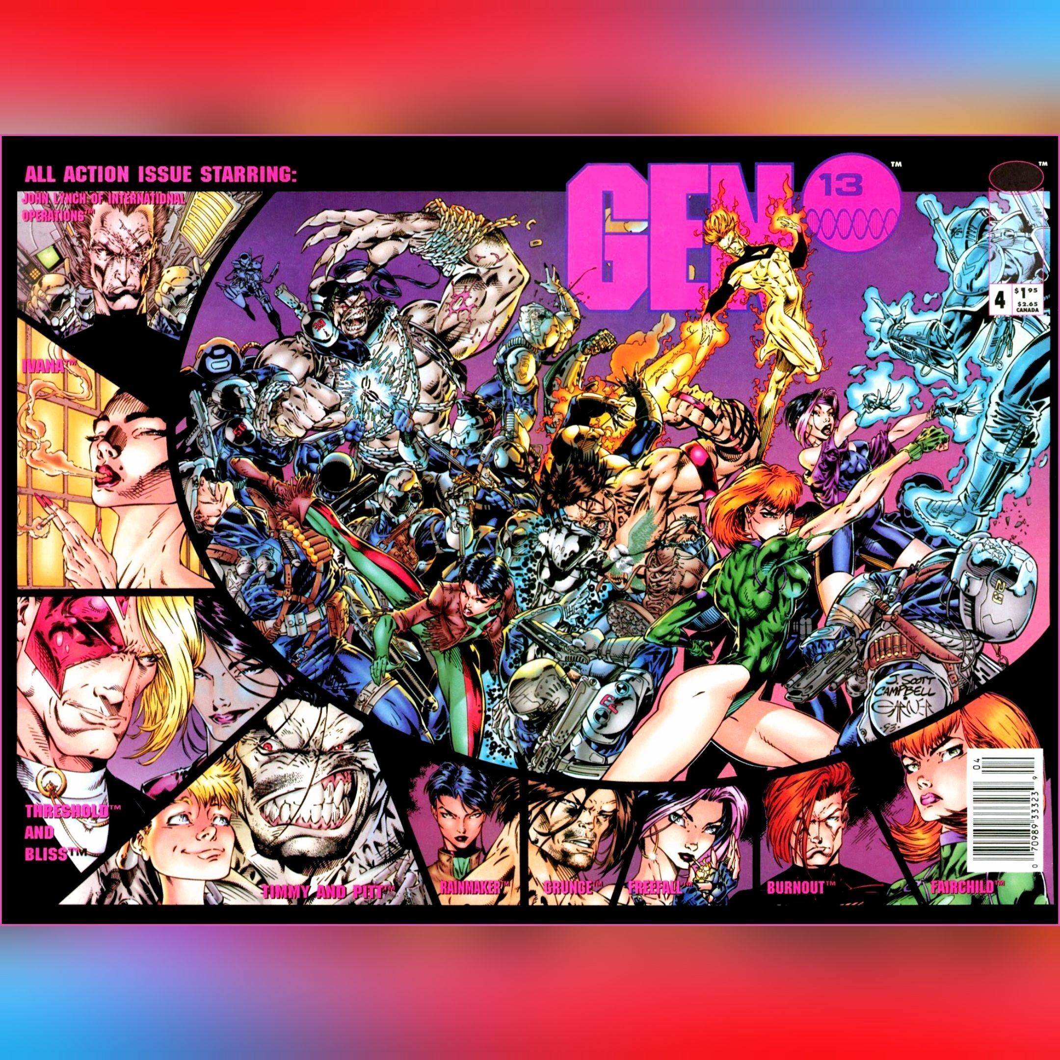 Gen 13 #4 Deluxe Wraparound Cover (1995) CAMPBELL Caitlin Sarah Roxy ...