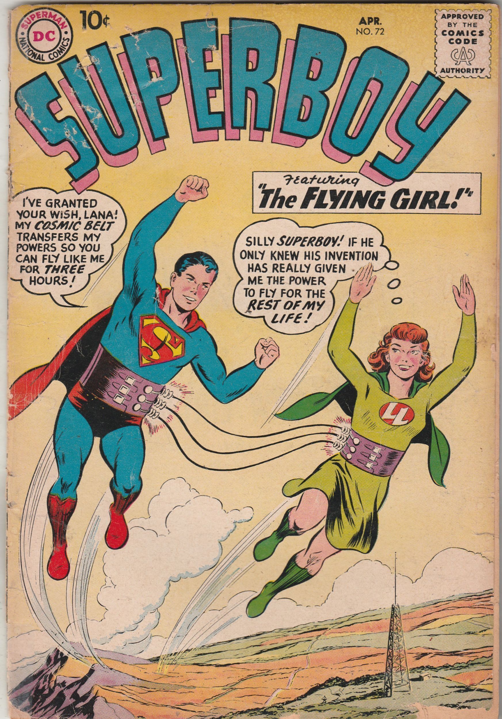 Superboy #72 (1959) Lana Lang's Flying Lesson! 1st Robelo Superboy ...
