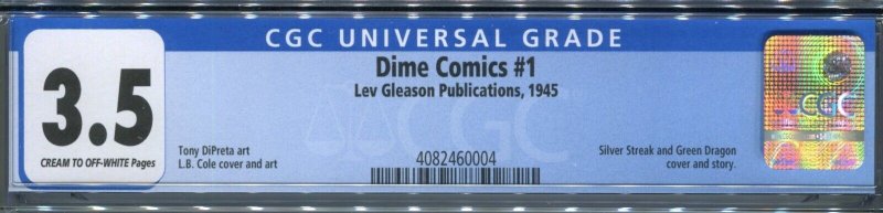 DIME COMICS #1 CGC 3.5 L.B.Cole WW2 hanging cover. | Comic Books ...