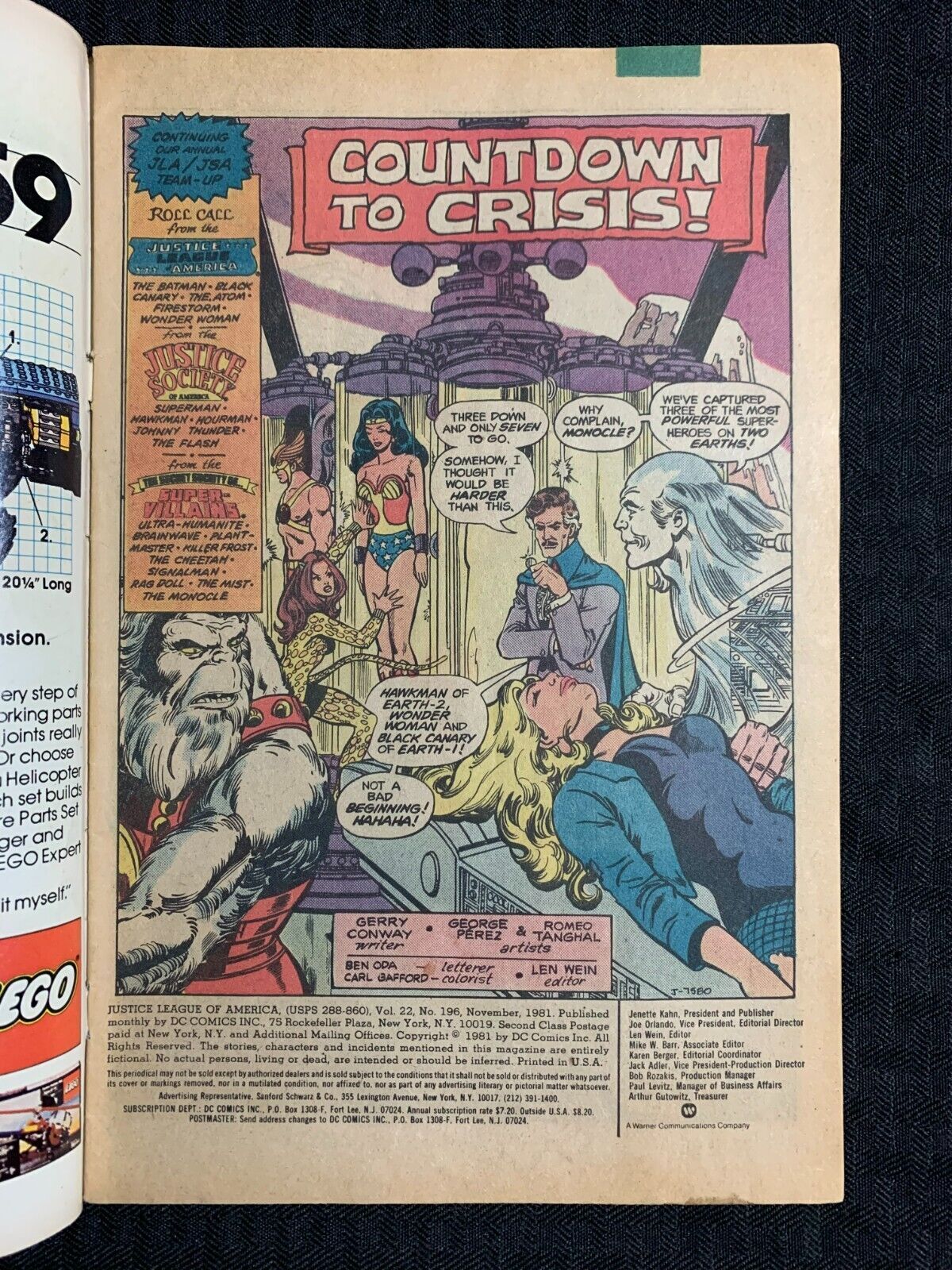 1981 JUSTICE LEAGUE OF AMERICA #196 VG 4.0 George Perez / Justice ...