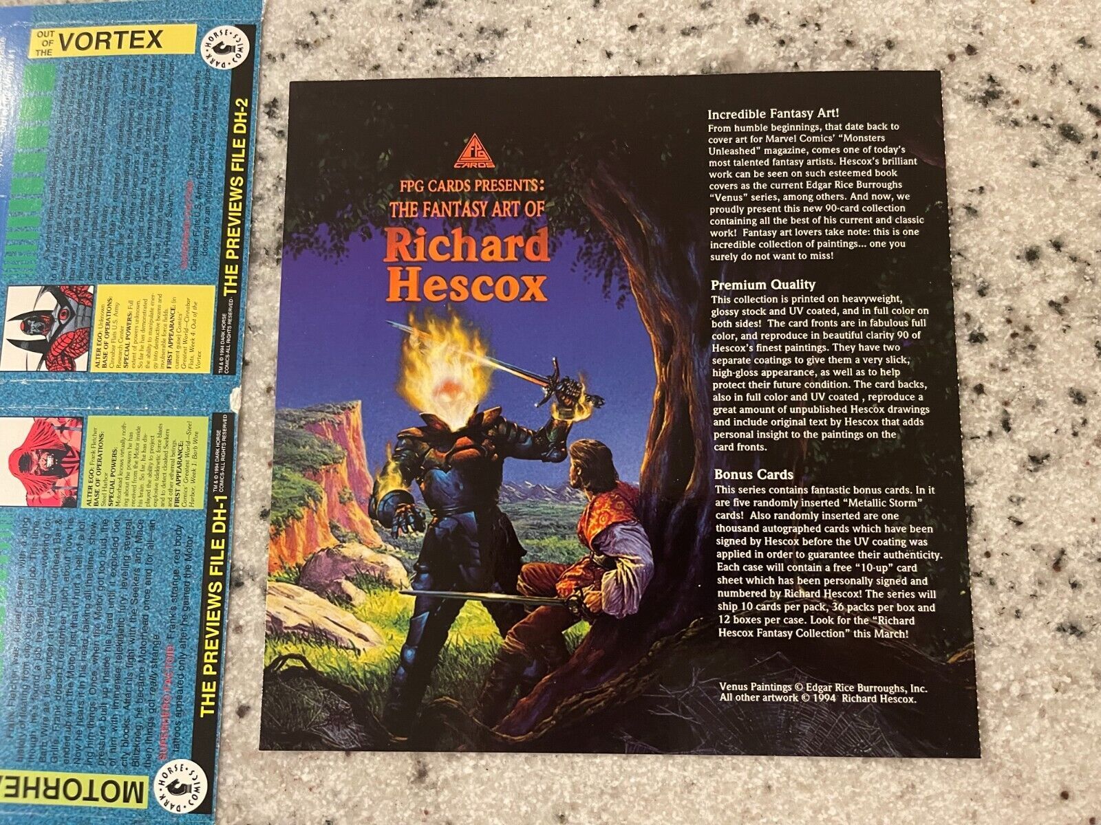 3 Comic Book Art / Card Prints Richard Hescox Vortex Dark Horse Valiant ...