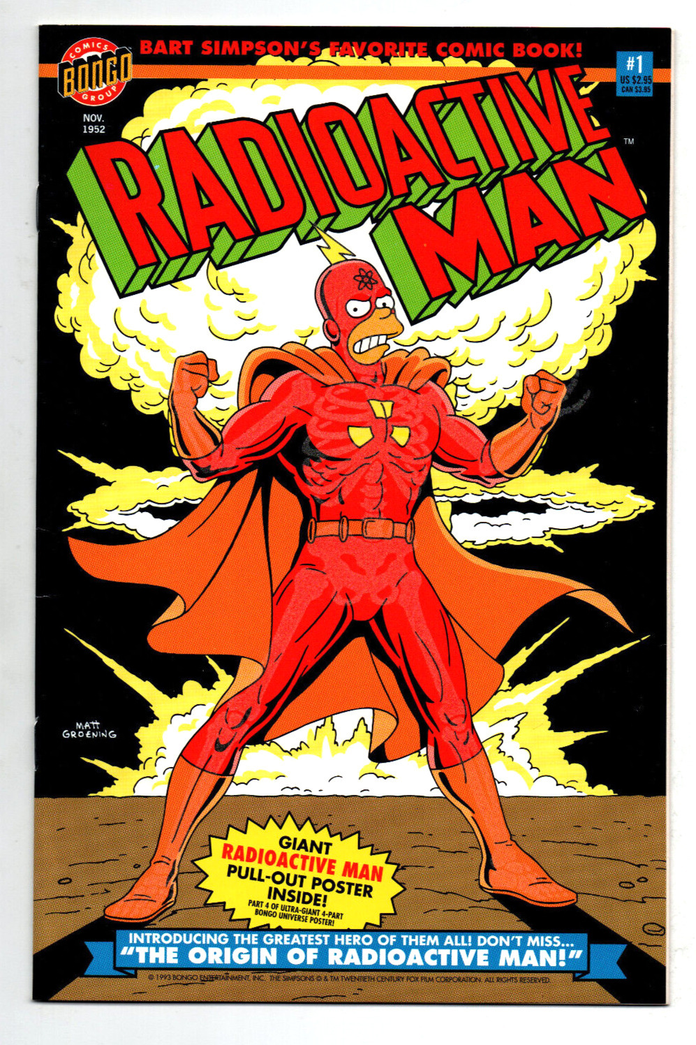 Radioactive Man #1 w/Poster - Simpsons Comics - Bongo - 1993 - (-NM ...