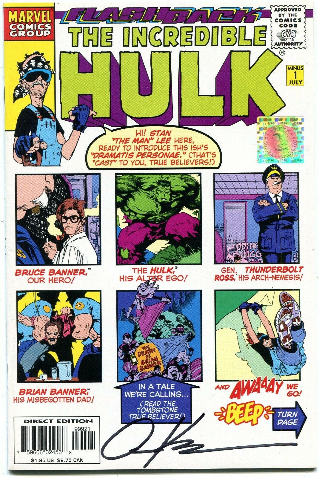 Flashback Incredible Hulk 1 American Entertainment Variant Signed by ...