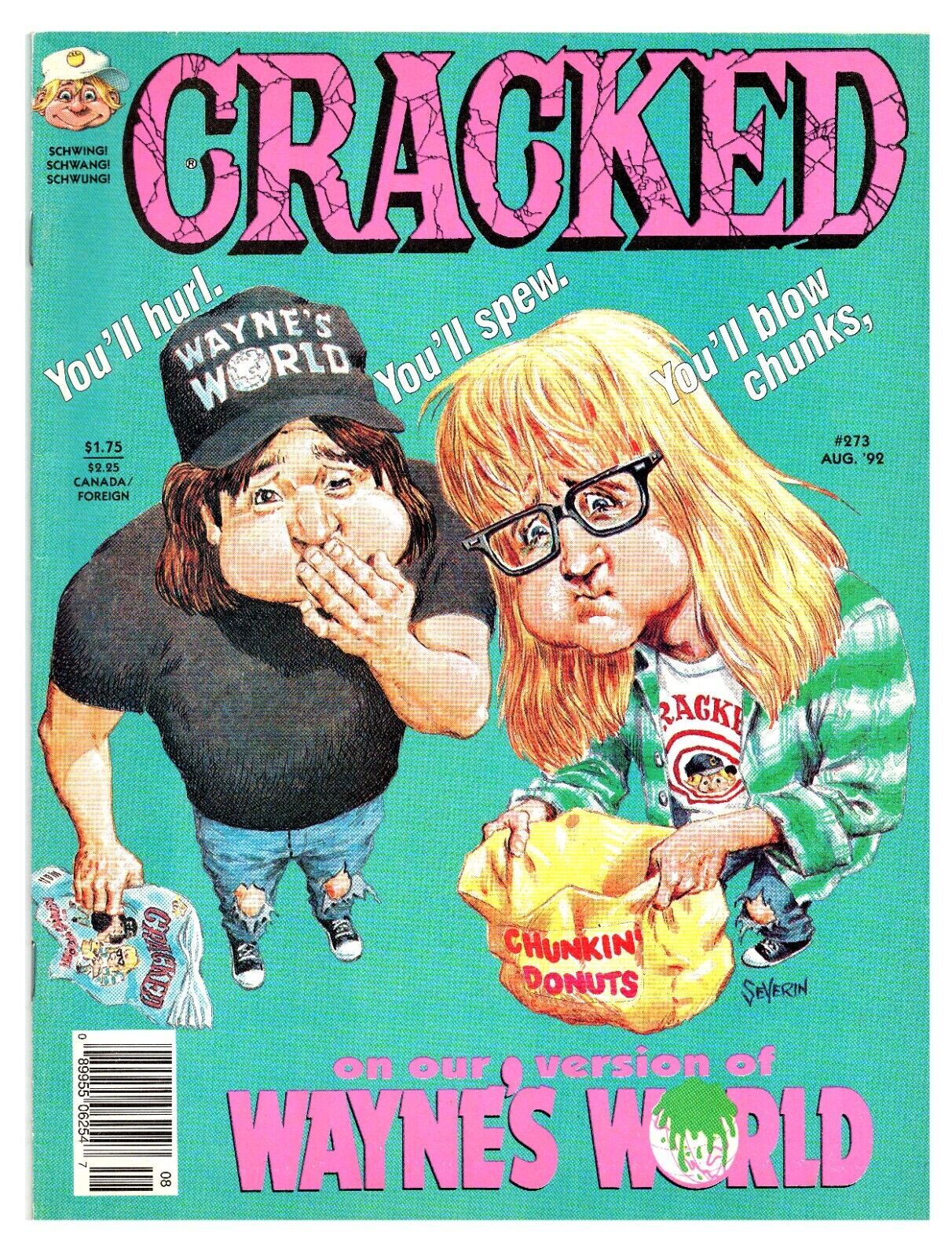 VINTAGE 1992 Cracked Magazine #273 Major Magazines Wayne's World Mike ...