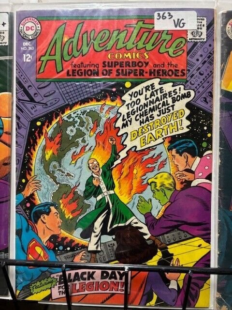 ADVENTURE COMICS 362-380 VG/VG-F Superboy and Legion of Superheroes 8 ...