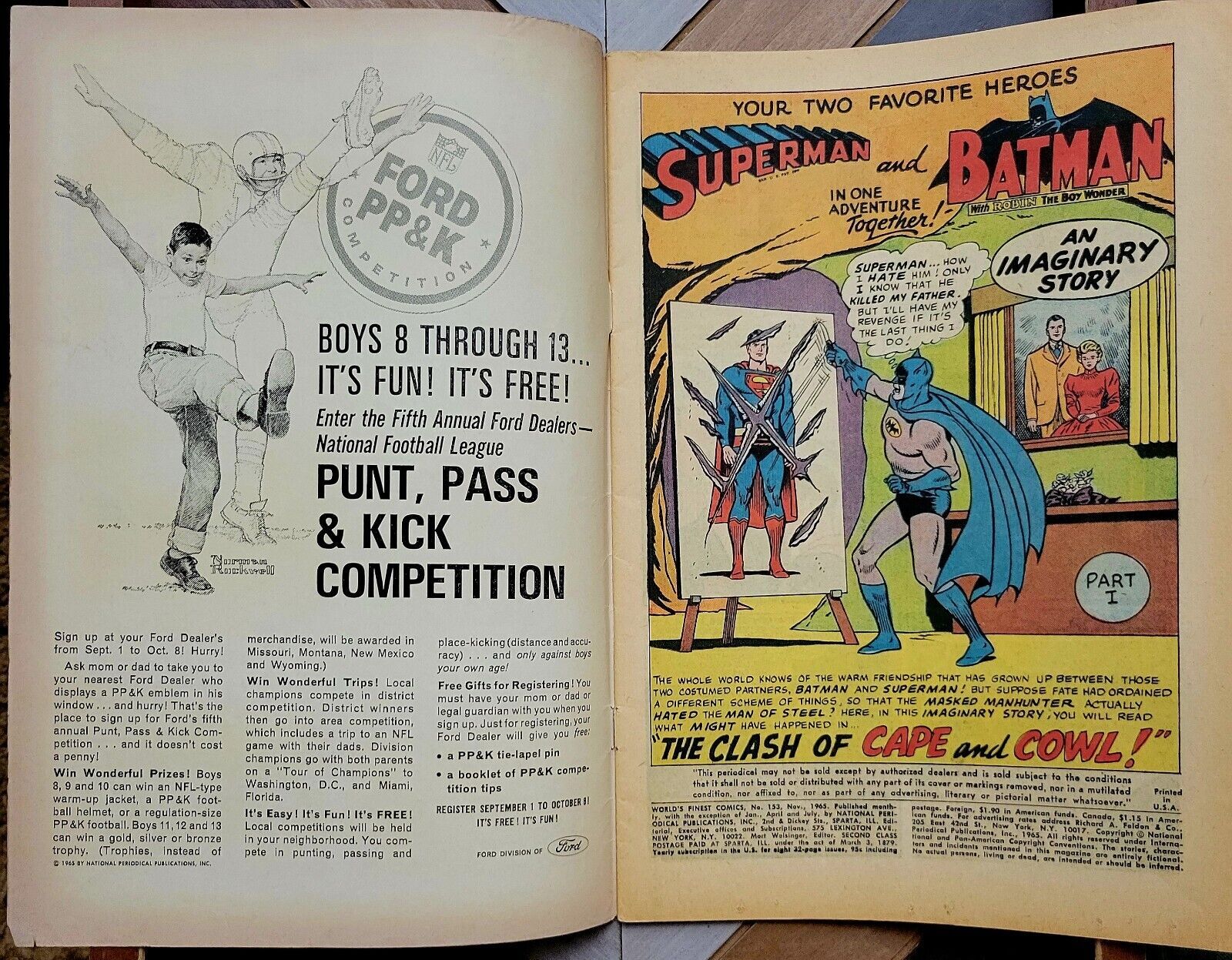 Worlds Finest #153 VG (DC 1965) the Slap Issue! Batman Robin Superman ...