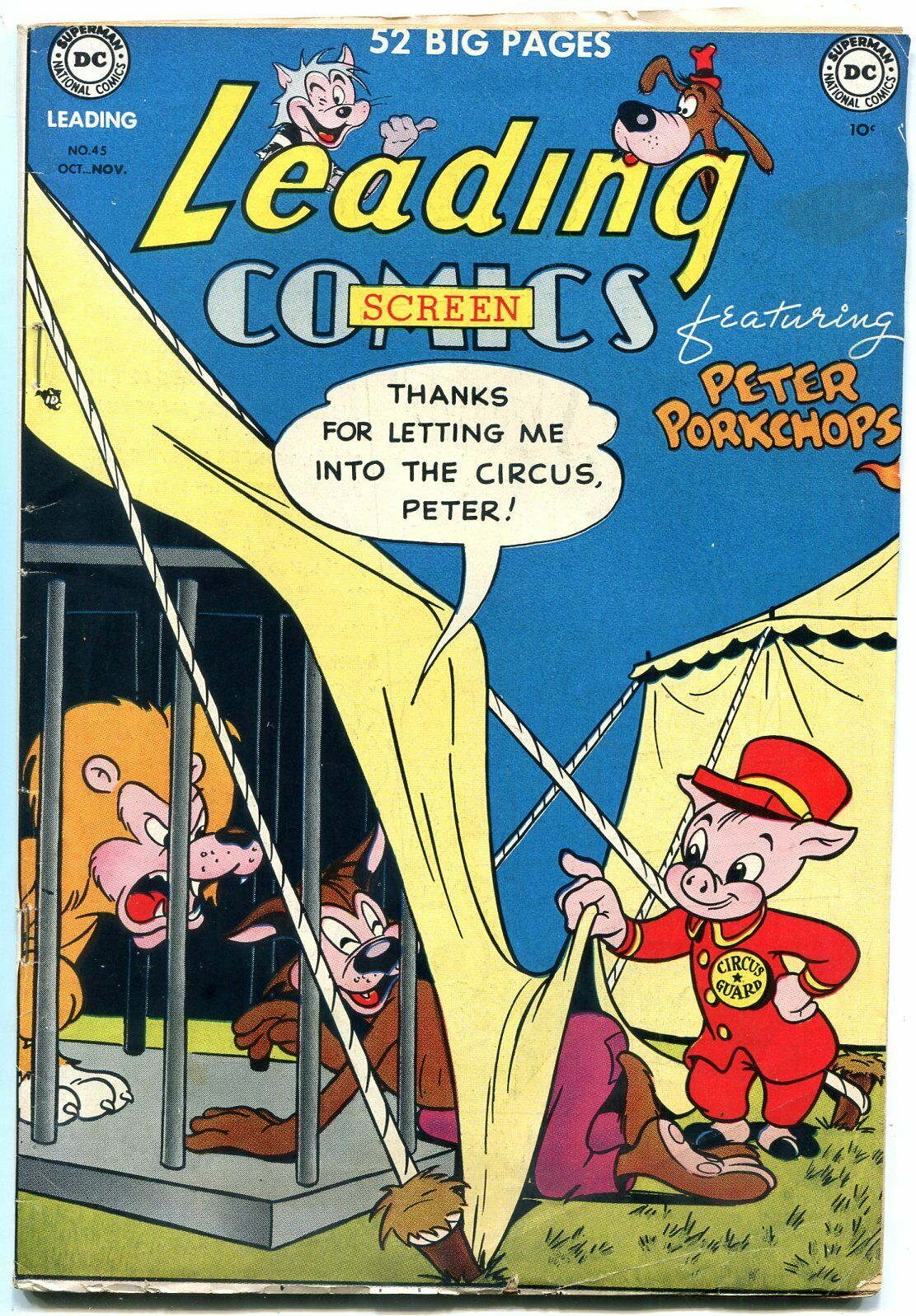 Leading Comics #45 1950- Peter Porkchops- Golden Age DC Circus cover FN ...