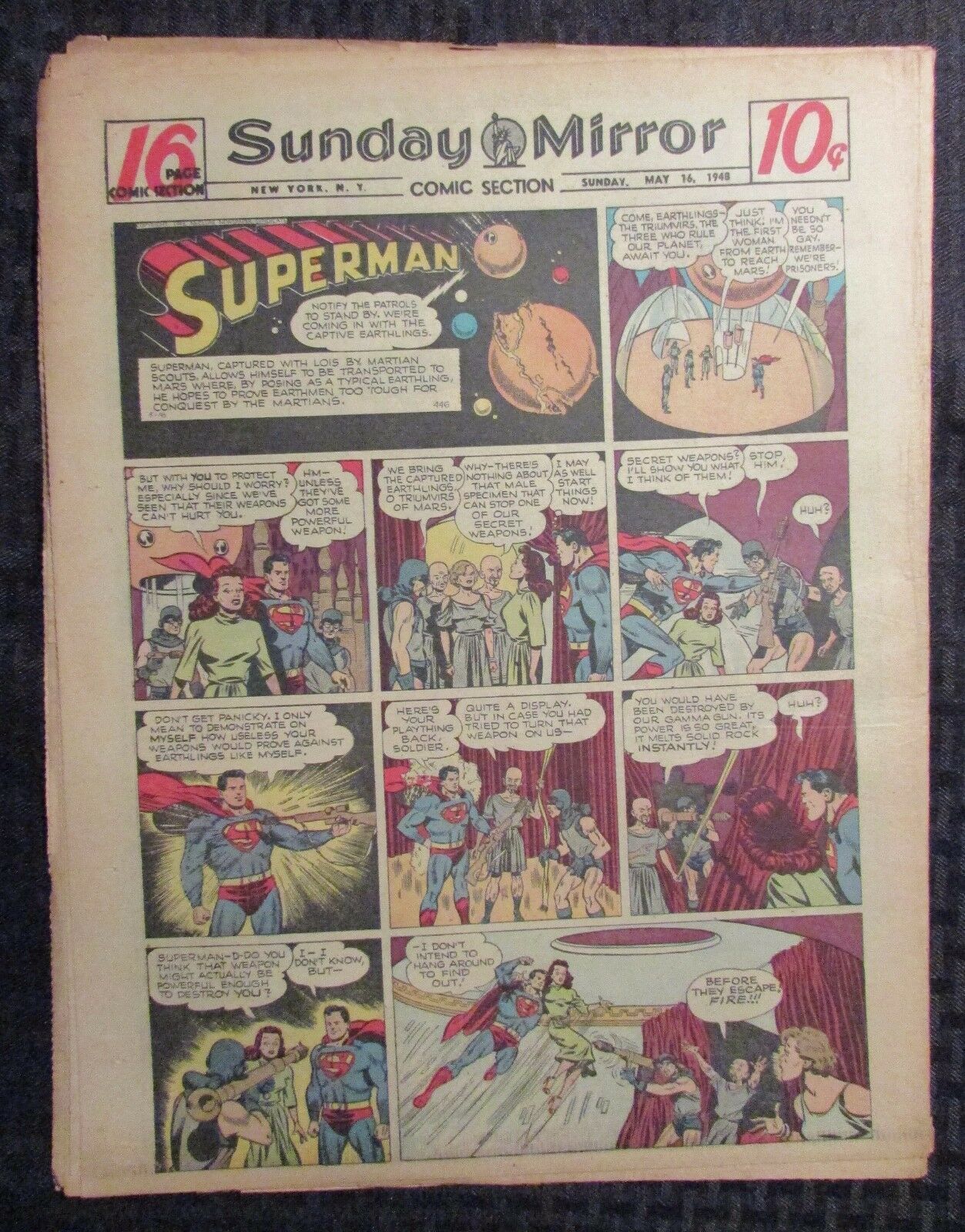 1948 May 16 Sunday Mirror Comic Section VG+ 4.5 Superman / Joe Palooka ...