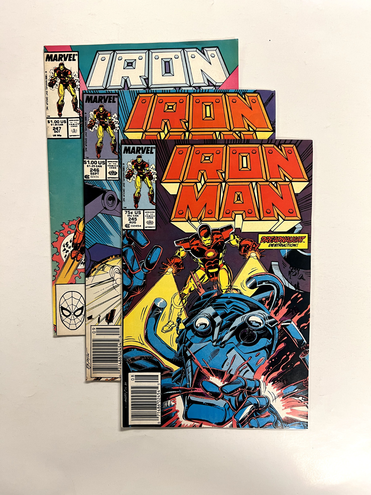 3 Iron-Man Marvel Comic Books #245 246 247 Spiderman Iron-Man Thor 31 ...