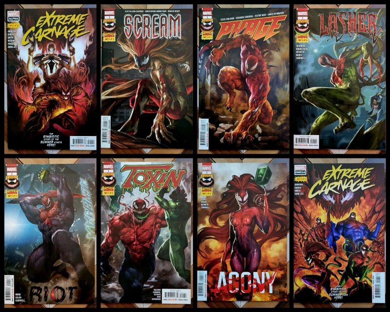 EXTREME CARNAGE #1's NM Complete Run: ALPHA + #1-6 + OMEGA! Set of 8 ...