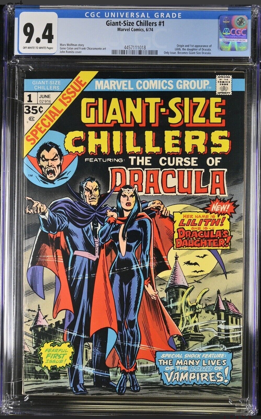 Giant-Size Chillers #1 CGC 9.4 1974 Marvel 1st App Lilith Dracula’s ...
