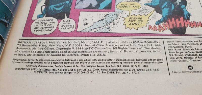 Batman #345 (1982) Dr. Death Newsstand Variant NM | Comic Books ...