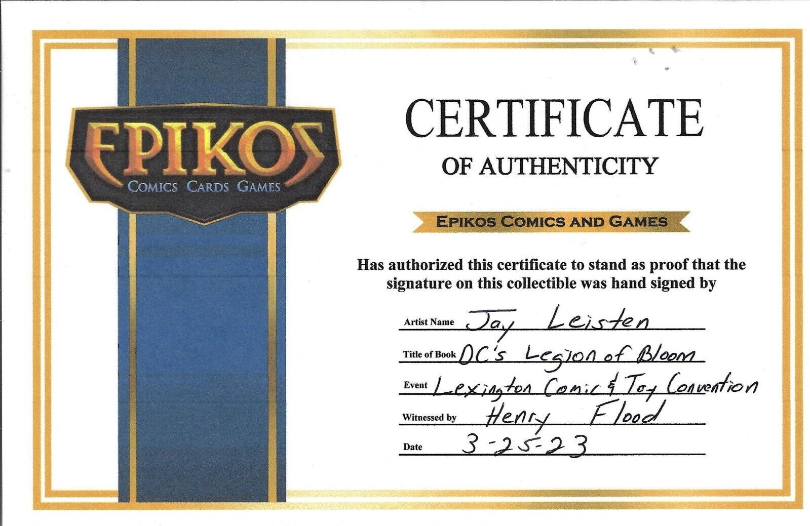 Dc's Legion of Bloom #1 Signed by JAY Leisten Inker DC Comics 2023 ...