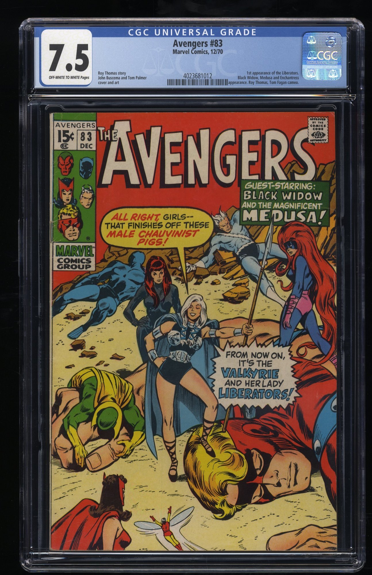 Avengers #83 CGC VF- 7.5 1st Appearance Valkyrie! Lady Liberators ...