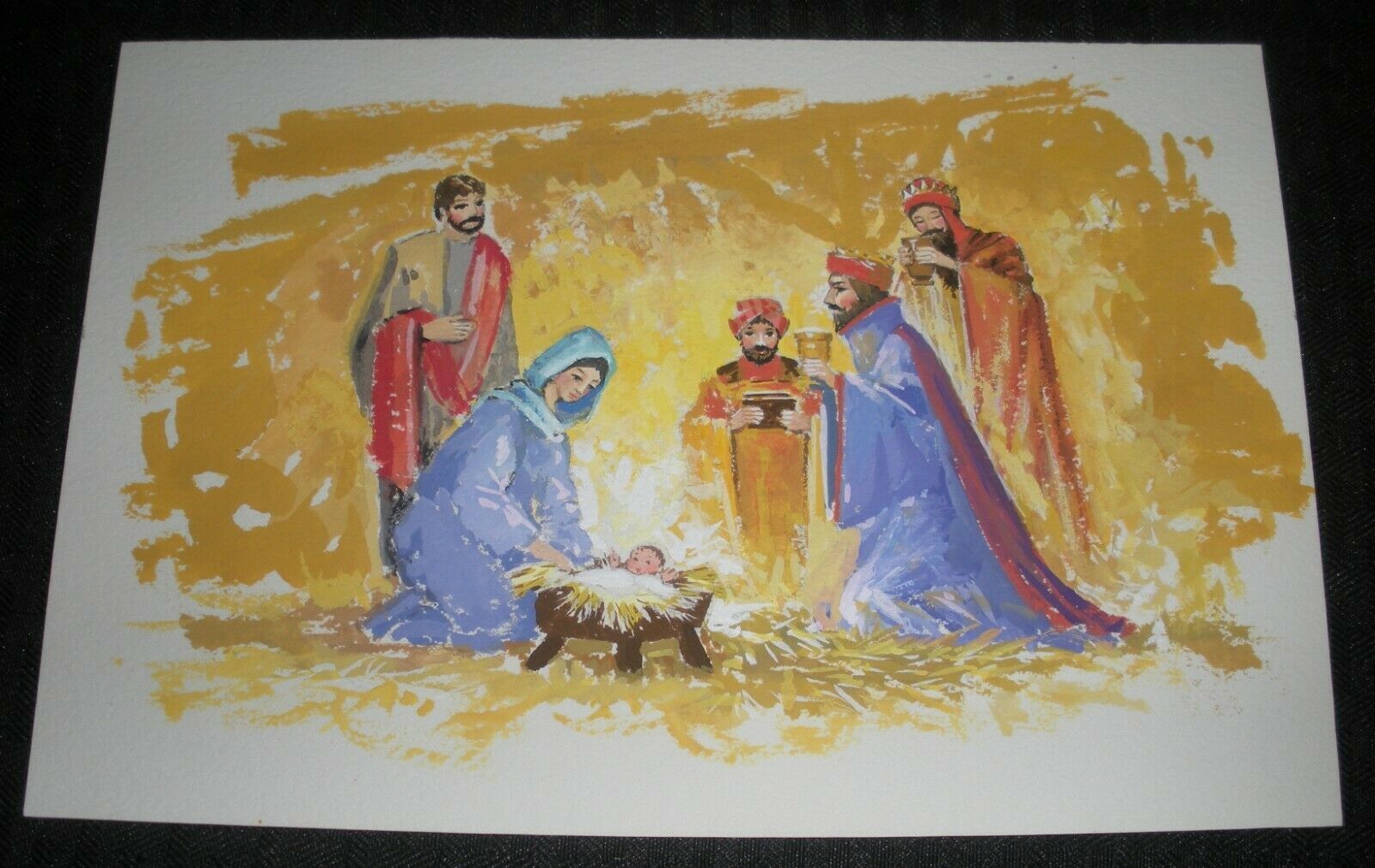 CHRISTMAS Nativity Scene w/ Three Wise Men 9.25x6.25" Greeting Card Art ...