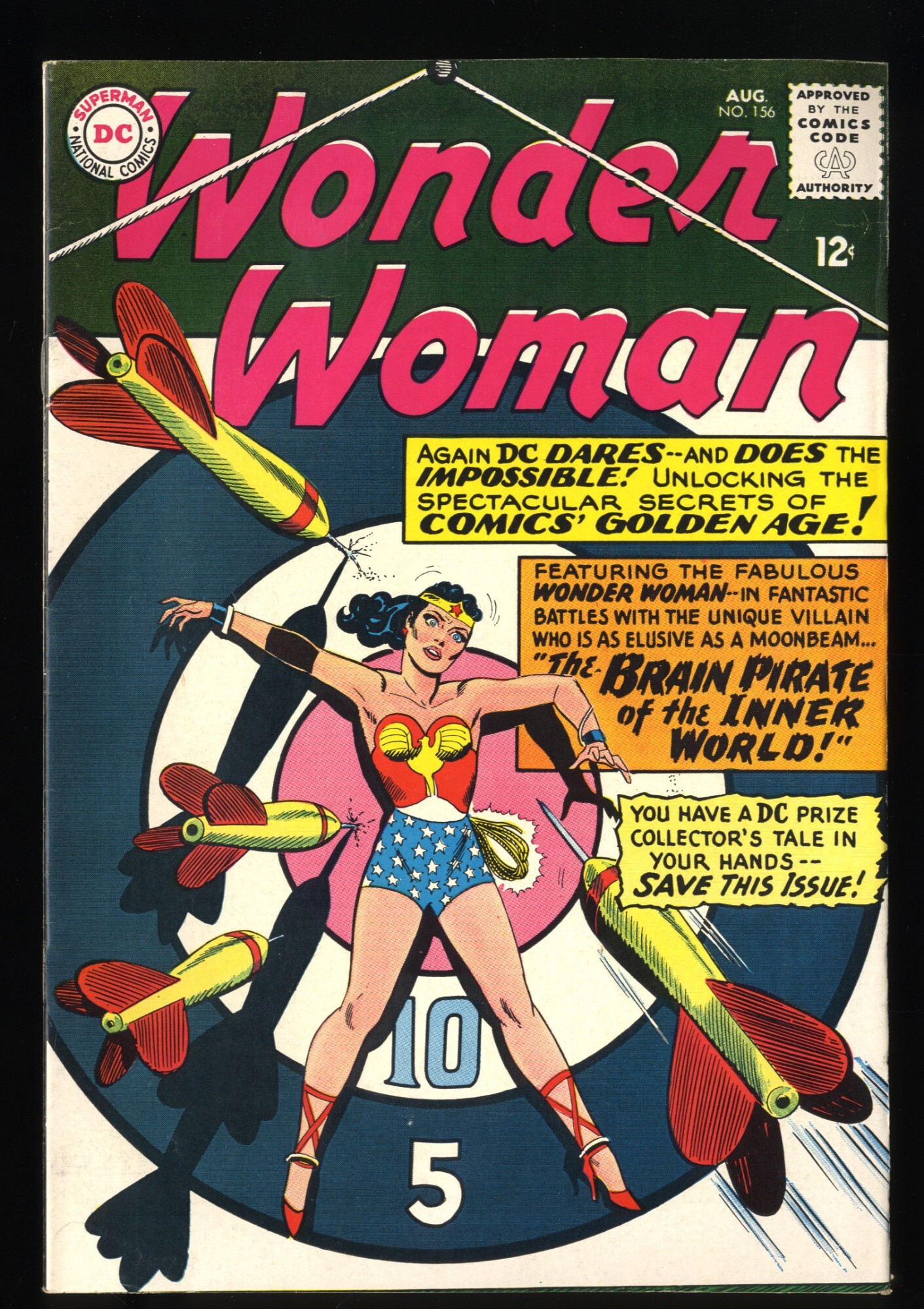 Wonder Woman #156 FN/VF 7.0 White Pages The Brain Pirate of the Inner ...
