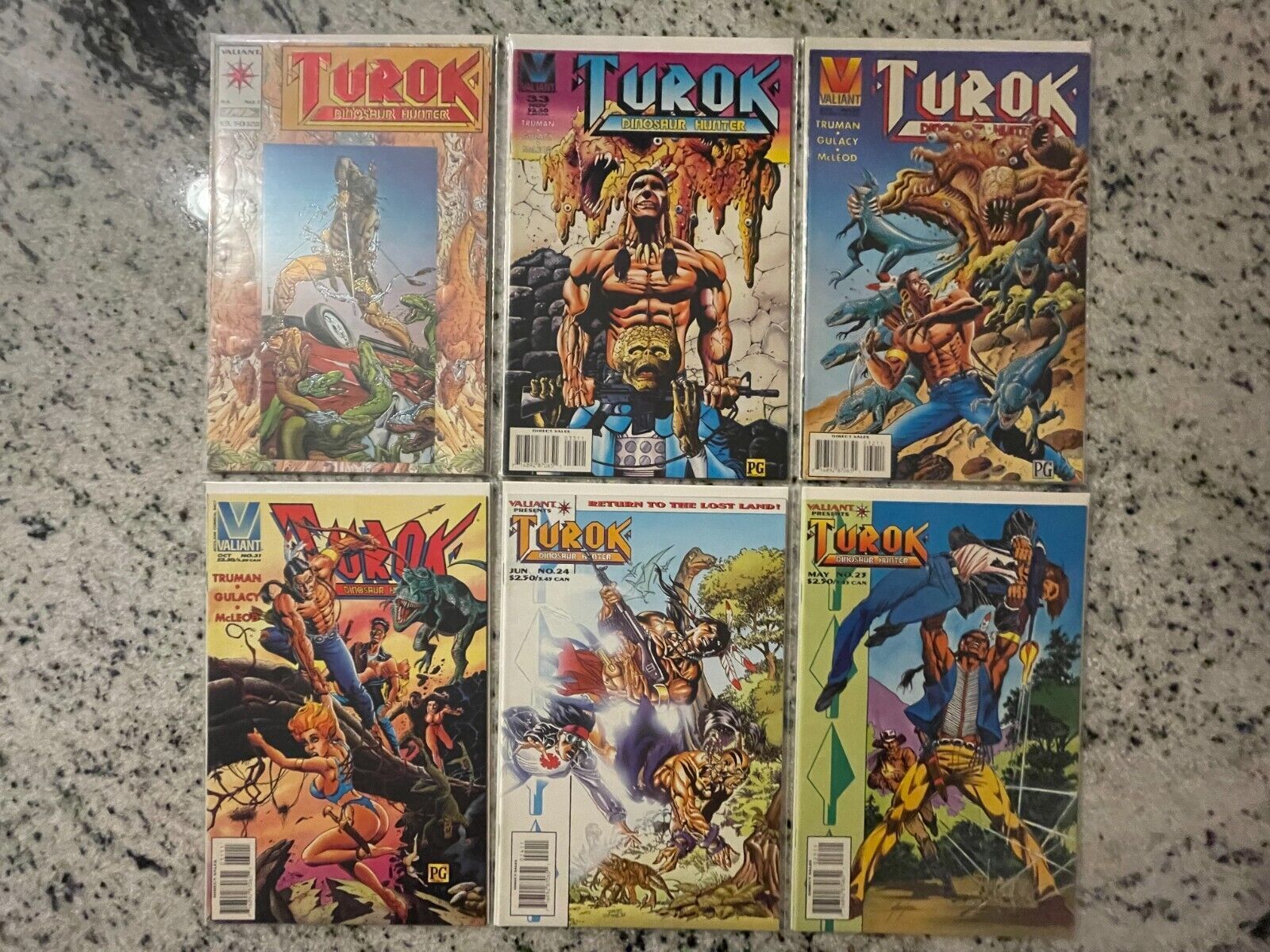 Lot Of 6 Turok Valiant Comic Books # 23 24 31 32 33 1 NM Solar Magnus ...