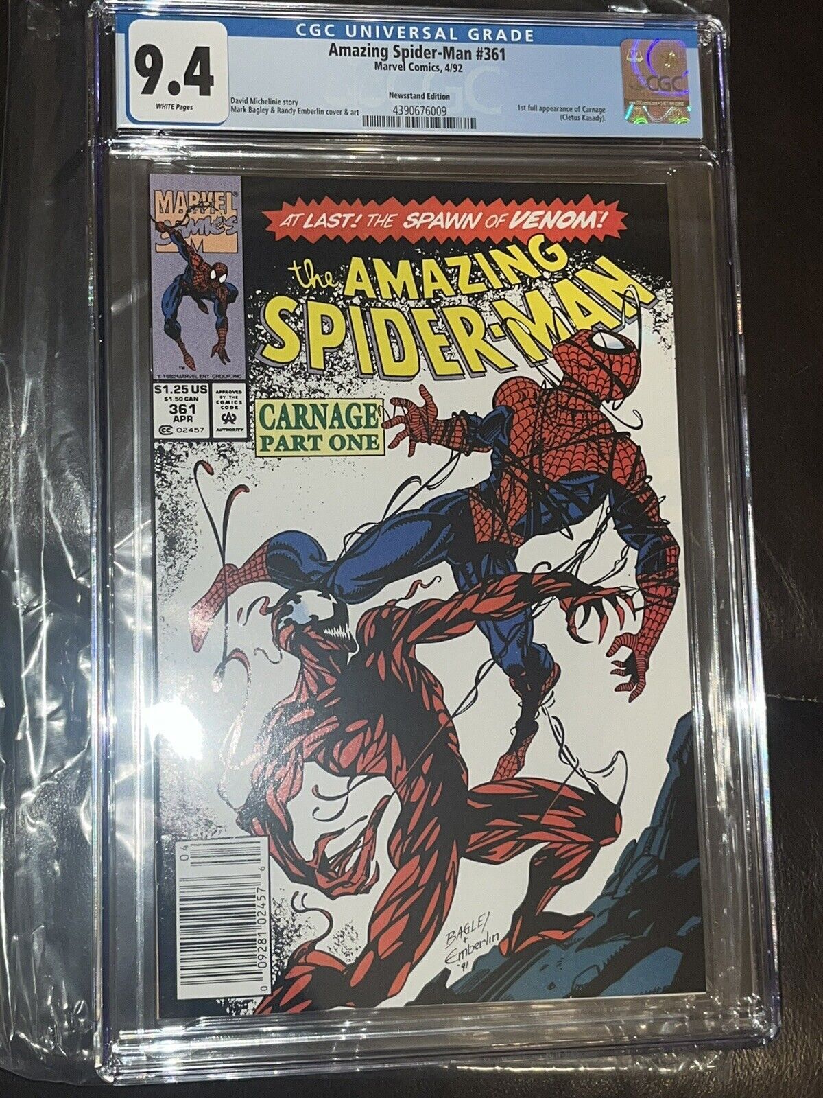 Amazing Spider-Man 361, 1st Appearance Carnage, Newsstand Variant CGC ...