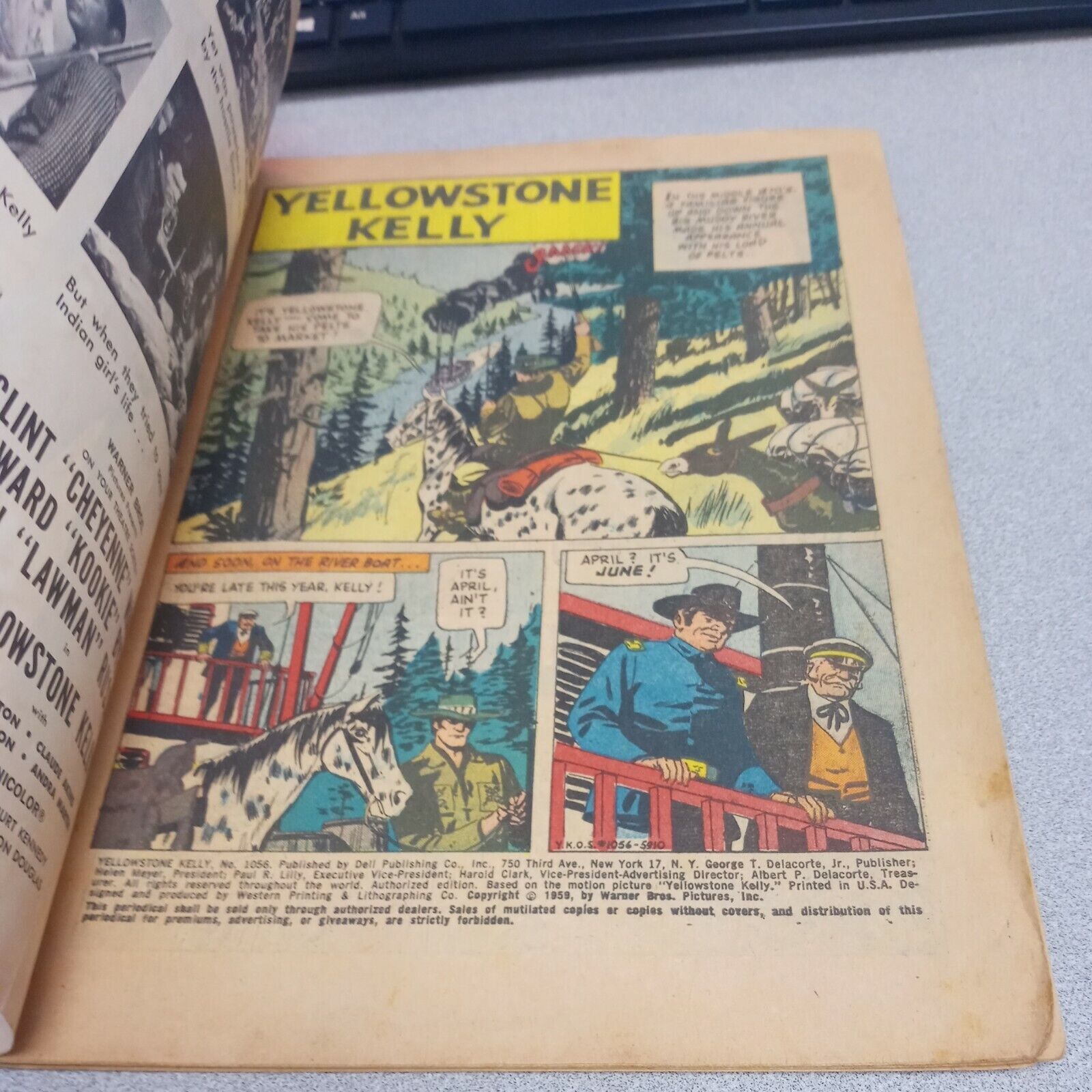 1959 Dell Four Color Comics # 1056 Yellowstone Kelly Movie Adaptation ...