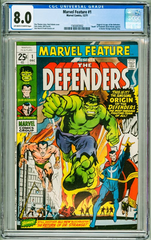Marvel Feature #1 CGC 8.0! OWW Pages! 1st Appearance of the Defenders ...