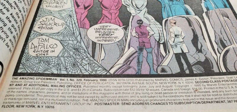 Amazing Spider-Man #329 (1990) 1st Appearance of the Tri-Sentinel NM ...