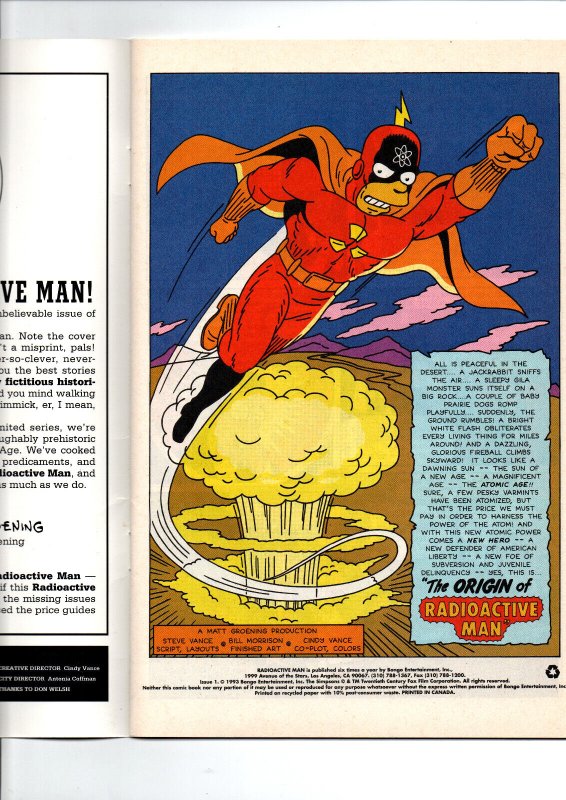 Radioactive Man #1 w/poster - Simpsons - Bongo - 1993 - VF | Comic ...